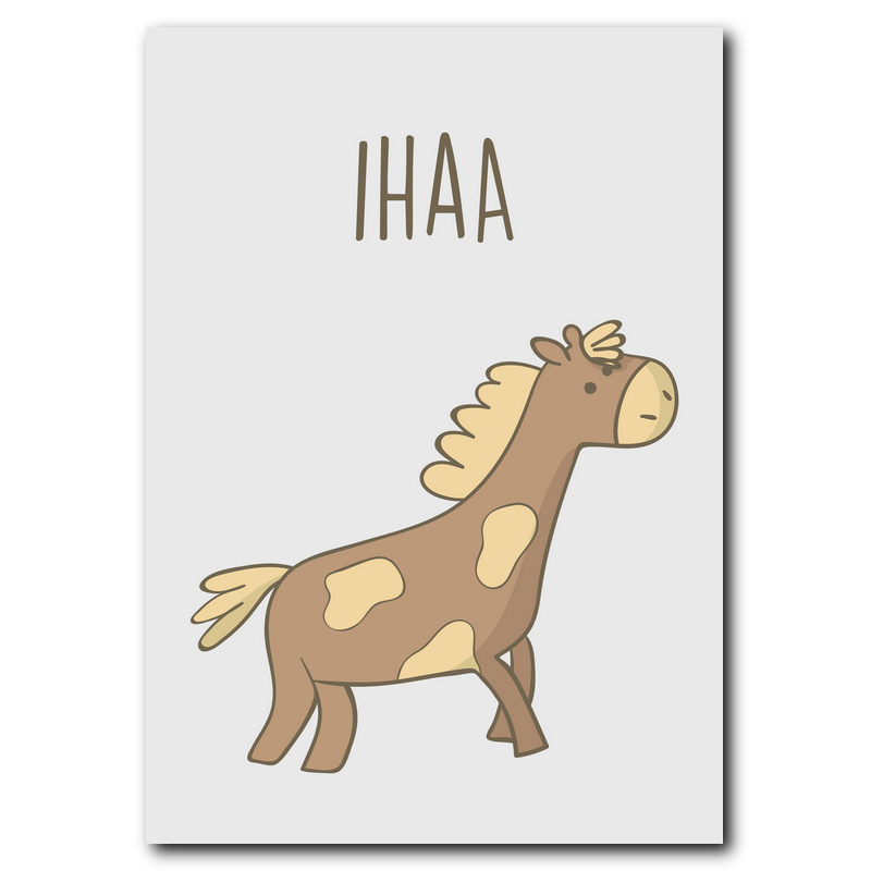 Lastenhuoneen juliste - Hevonen sanoo ihaa | KonstFabrik